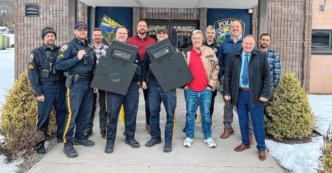 Vernon. Police shields donated