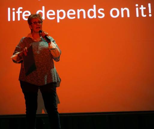 Students listen to presentation on brain injuries